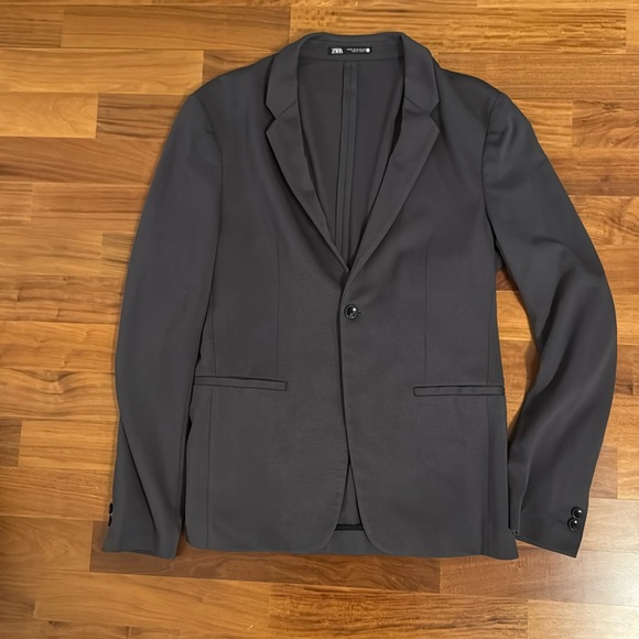 Zara | Suits & Blazers | Zara Mens Unconstructed Blazer Mdark Grey ...